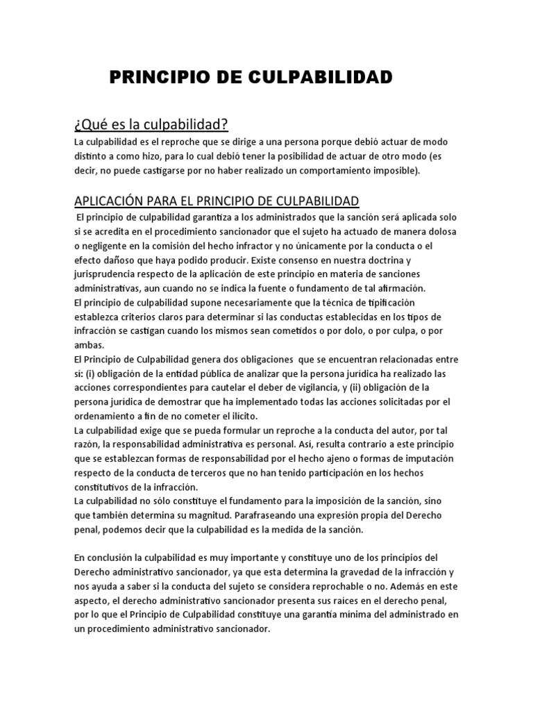 Principio de Culpabilidad 1.0 | PDF | Derecho penal | Justicia
