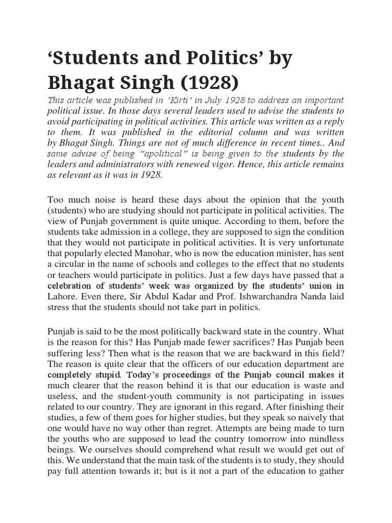 Students and Politics-1 PDF | PDF