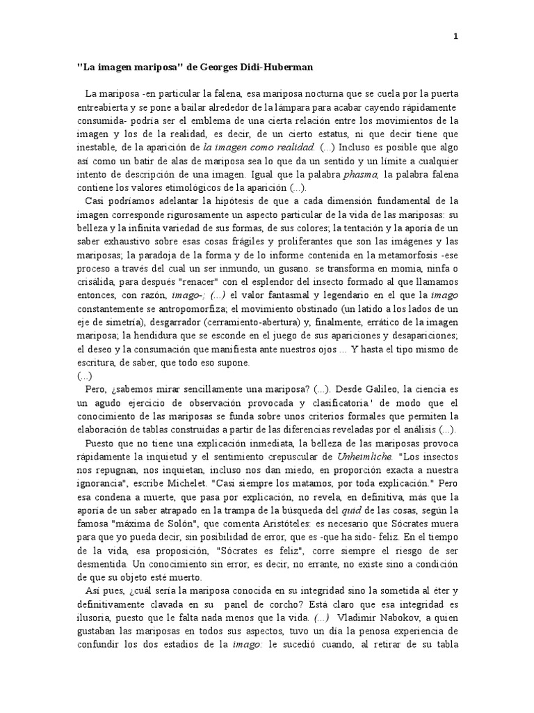 Didi-Huberman. La Imagen Mariposa (Fragmentos) | PDF