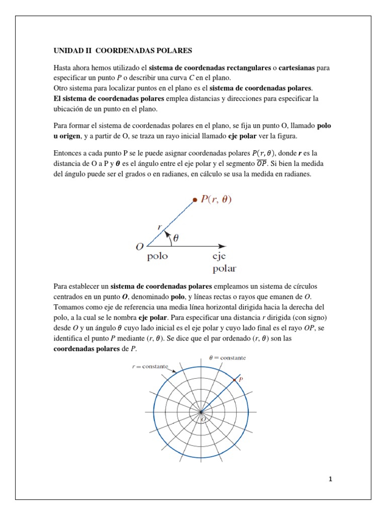 Unidad II - Coordenadas Polares PDF | PDF | Sistema coordinado | Línea ...
