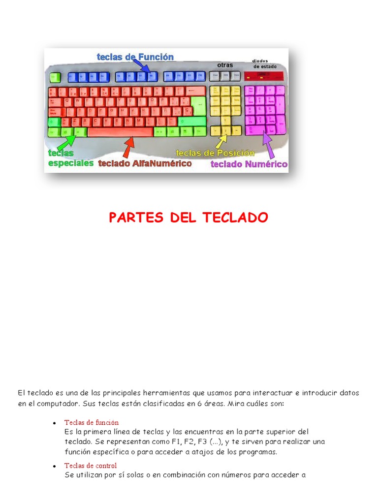 Partes Del Teclado | PDF | Teclado | Pantalla táctil