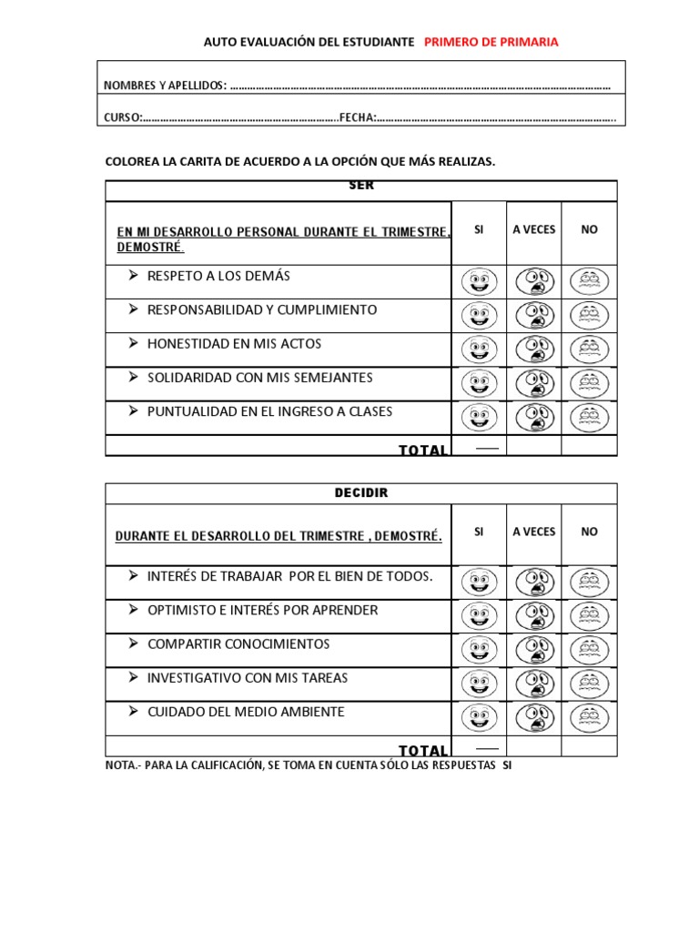 Autoeval. Primaria | PDF