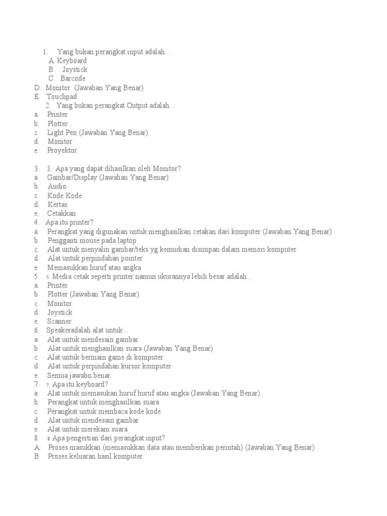 Perangkat Input dan Output Komputer | PDF