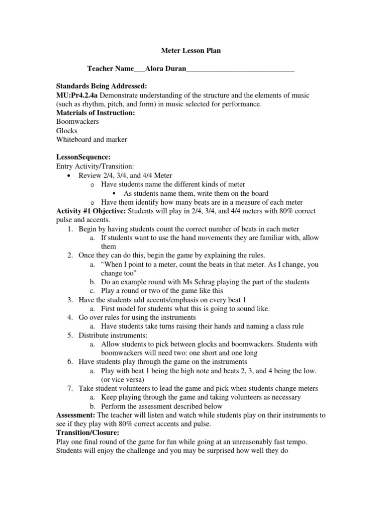 meter lesson plan | PDF