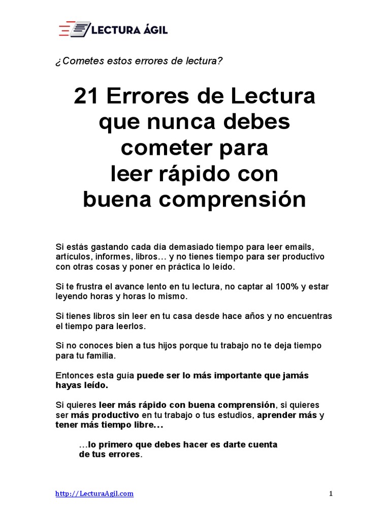 Errores Comunes en Lectura Ágil | PDF | Lectura veloz | Escritura