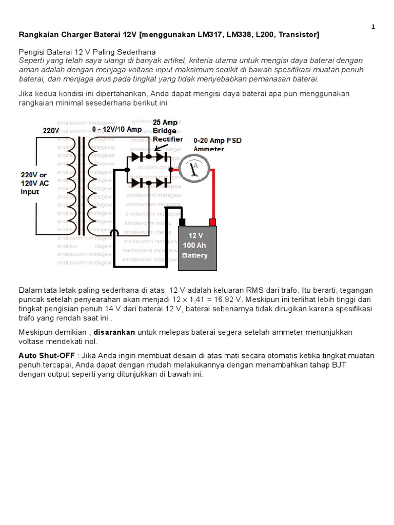 Rangkaian Charger Baterai 12V | PDF