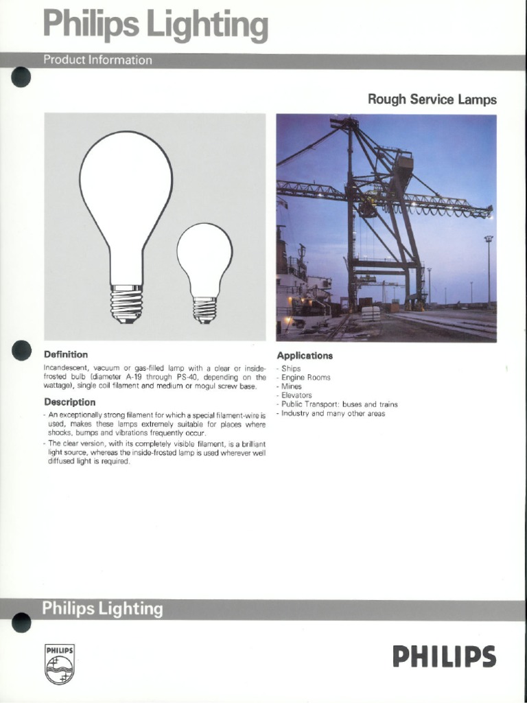 Philips Rough Service Incandescent Lamps Bulletin 8-88 | PDF