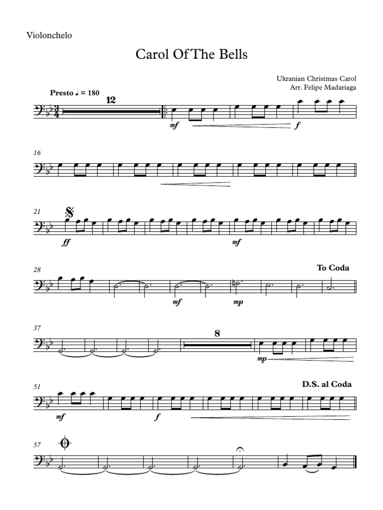 04 Carol of The Bells - Violonchelo PDF | PDF