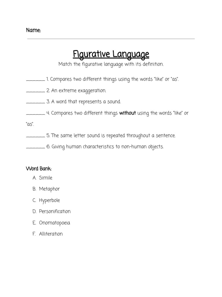 Figurative Language Assesment 1 | PDF