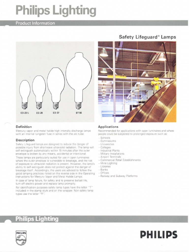 Philips Safety Lifeguard HID Lamps Bulletin 2-91 | PDF