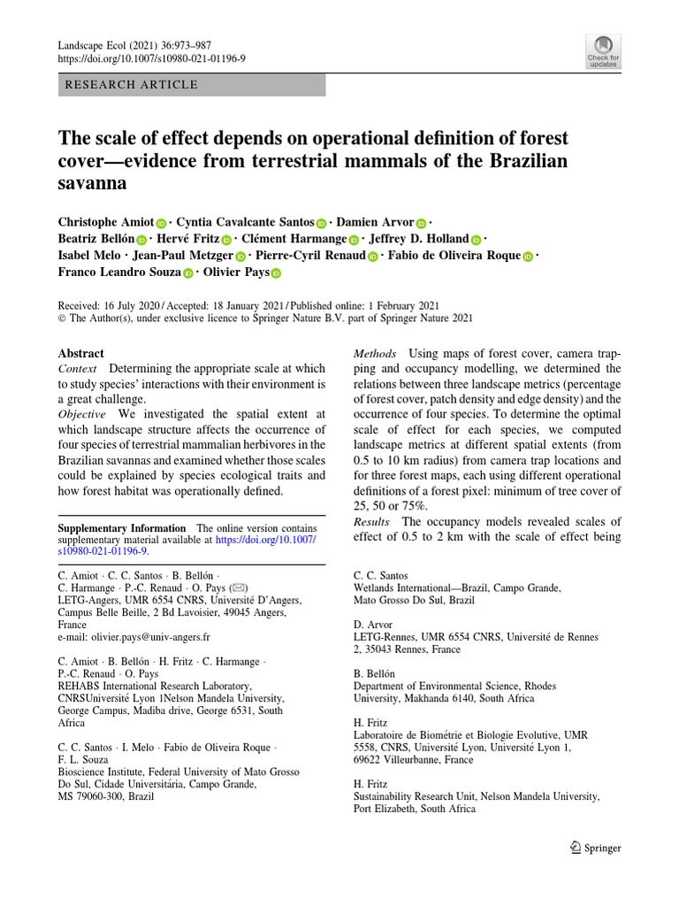 Amiot Et Al 2021 - The Scale of Effect Depends On Operational ...
