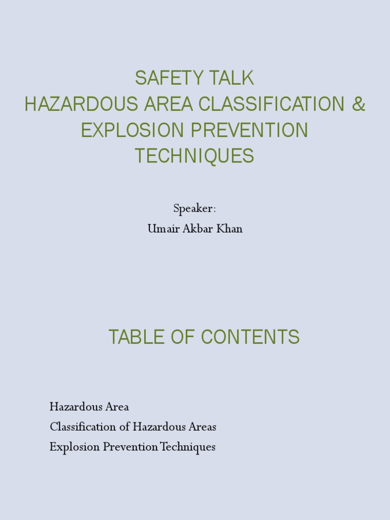 Hazardous Area Classification & Explosion Prevention Techniques PDF ...