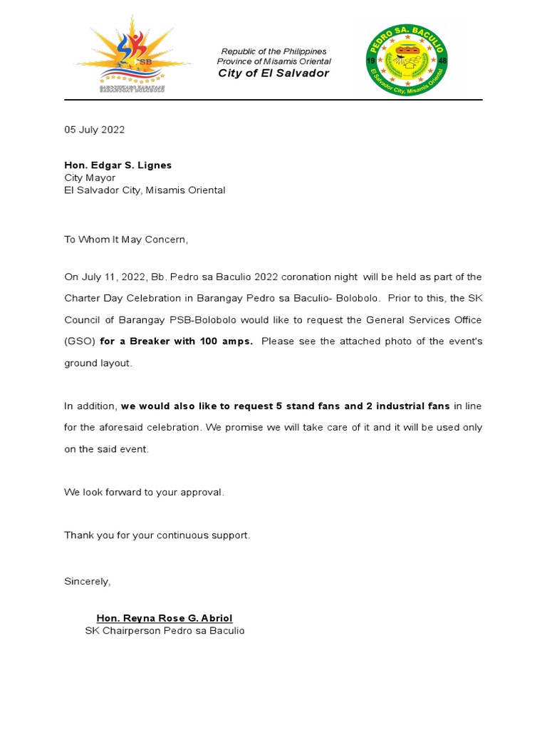 Request Letter To GSO | PDF