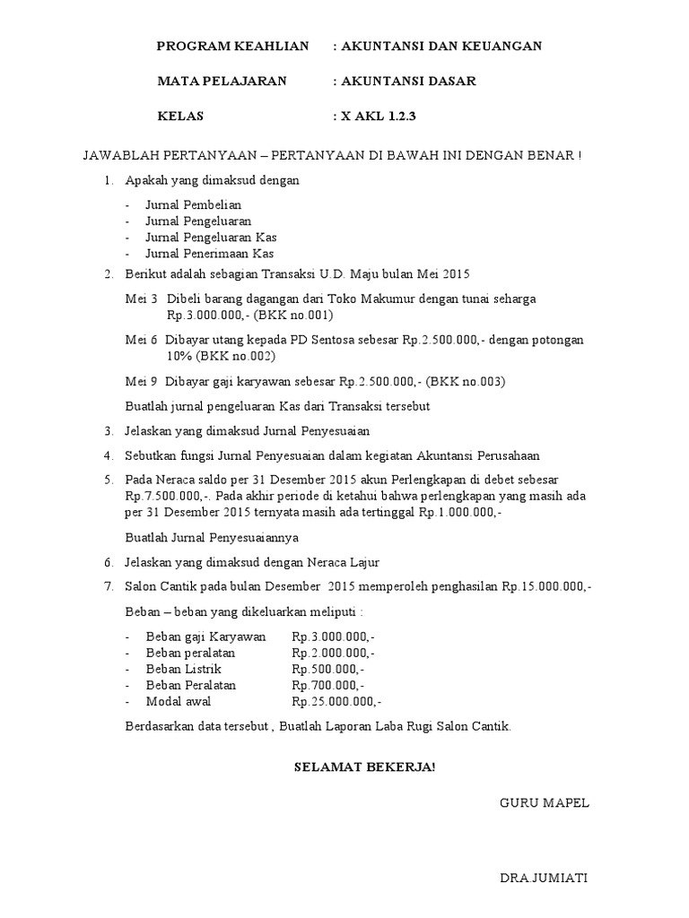 Soal Akuntansi Dasar | PDF