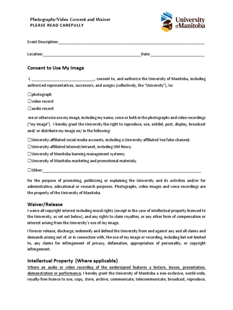 Photovideo Consent and Waiver - Fillable Form PDF | PDF
