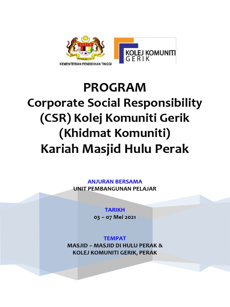 CSR - Kertas Kerja CSR Dis 2020 (Siri 1) PDF | PDF