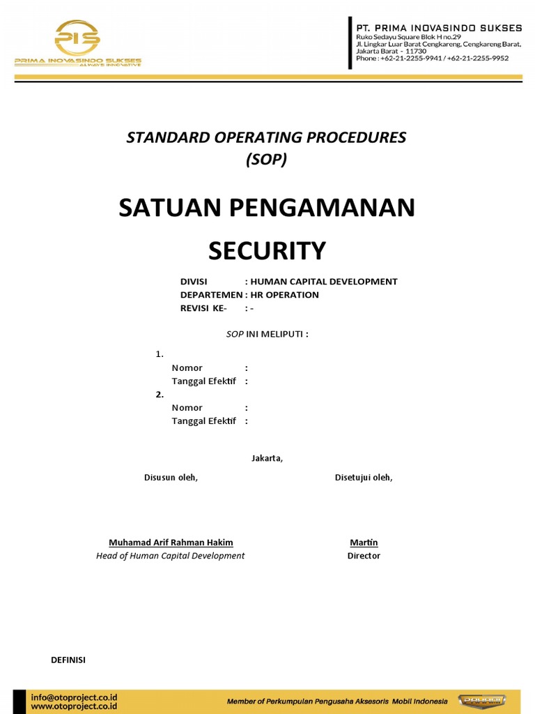 Draft SOP Security | PDF