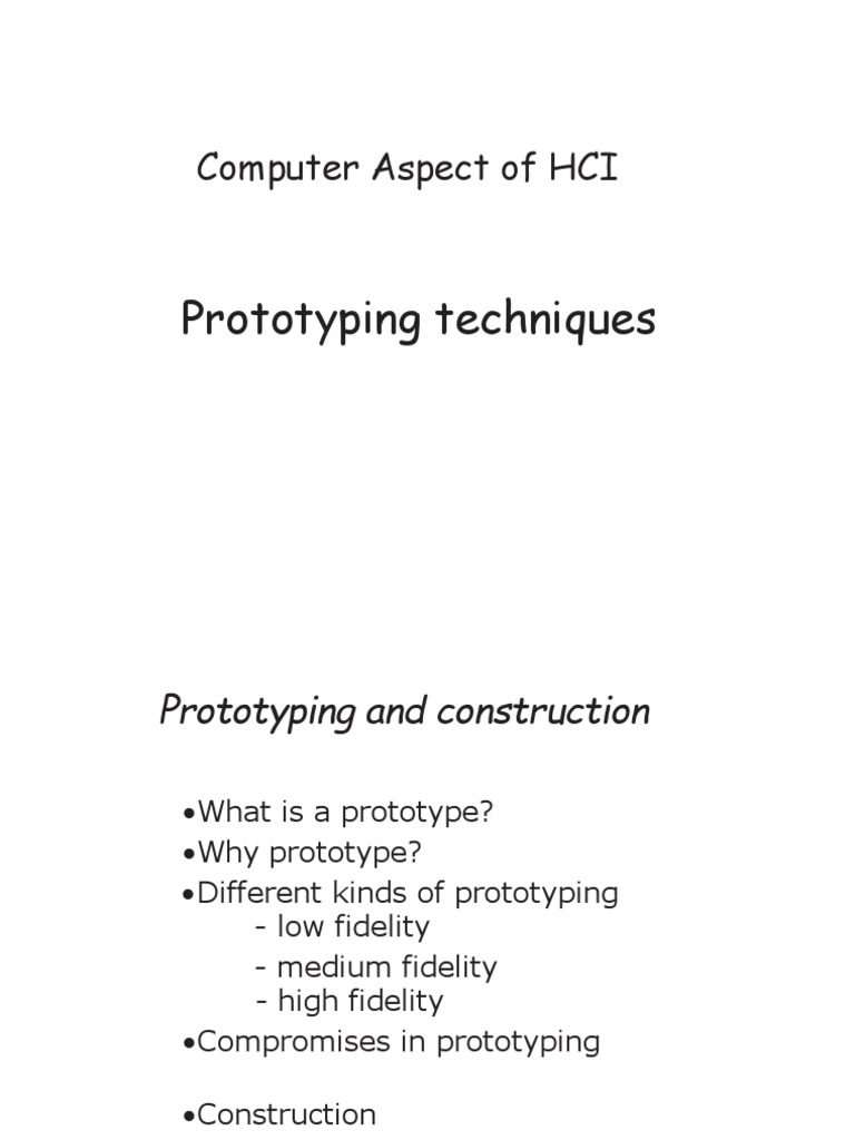 Prototyping Techniques in HCI | PDF | Prototype | Software Prototyping