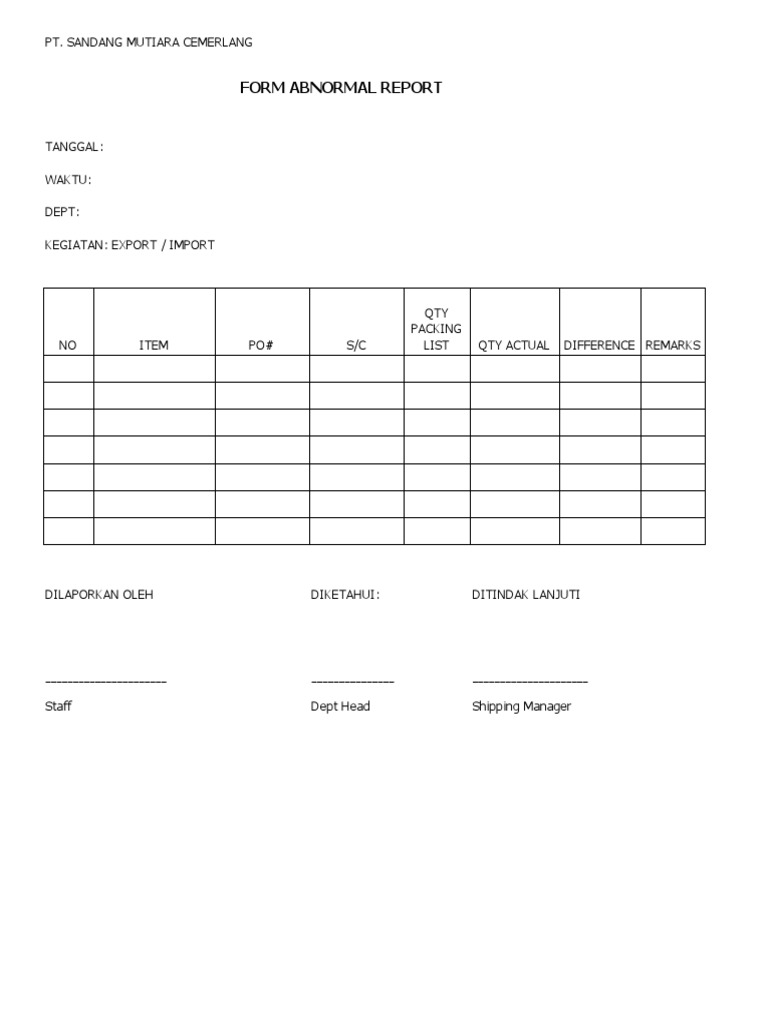 Form Abnormal Report | PDF