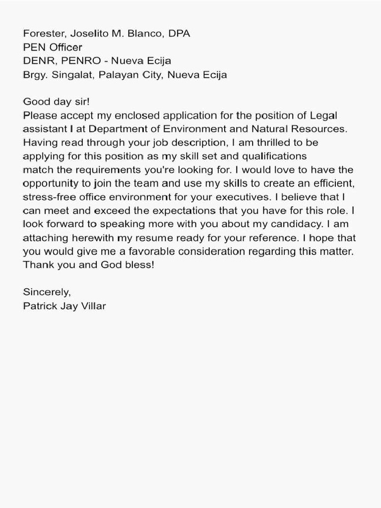 Application letter Denr.pdf | PDF