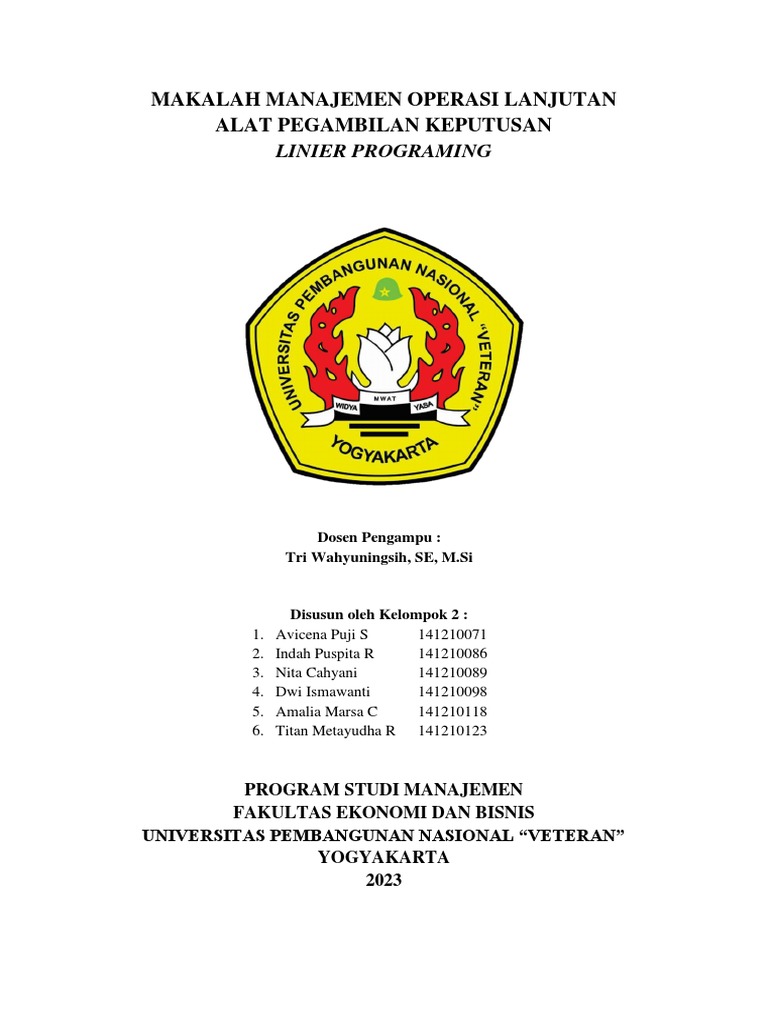 Makalah - Kel 2 - EM-B - Linear Programing PDF | PDF