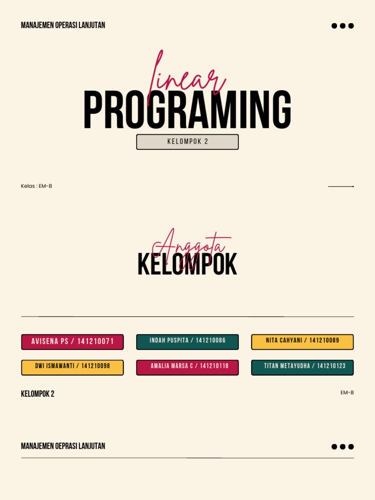 Pemrograman Linear & Solusi Grafis | PDF | Komputer
