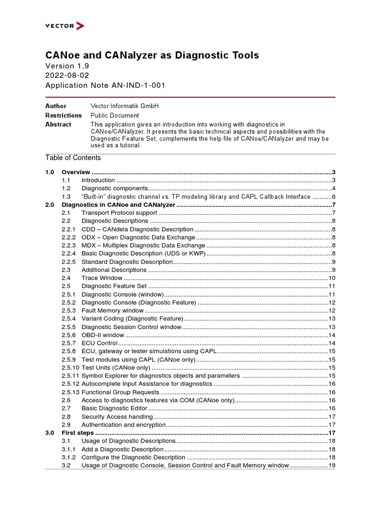 AN-IND-1-001 CANoe CANalyzer As Diagnostic Tools PDF | PDF