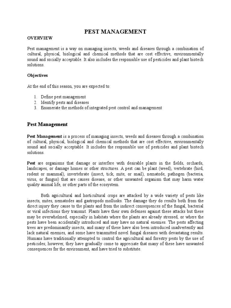 Integrated Pest Management Overview | PDF