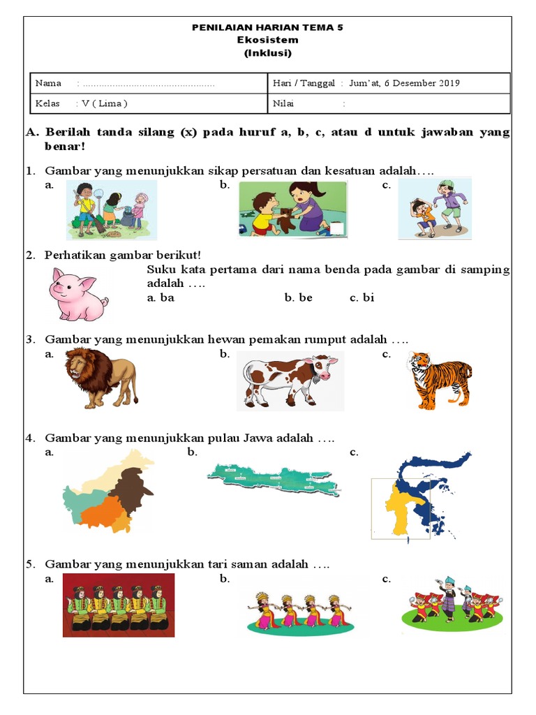 Soal Inklusi - PH Tema 5 | PDF