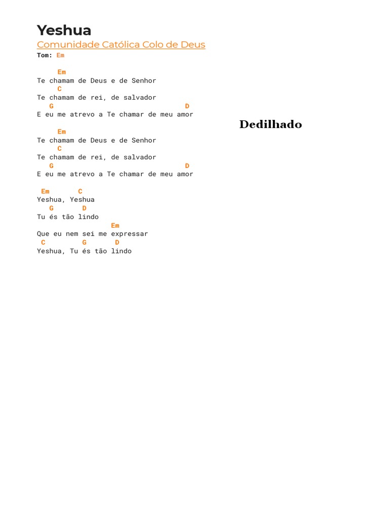 Cifra Da Música Yeshua - em PDF | PDF