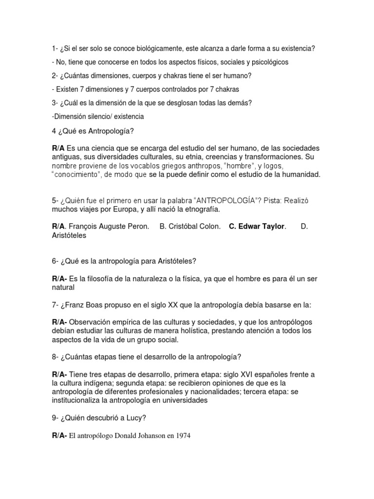 Banco de Preguntas 1 Corte Antropologia | PDF