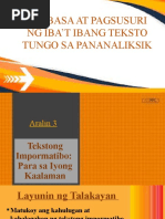 Q3 G11 Pagbasa at Pagsusuri - Module 1 | PDF