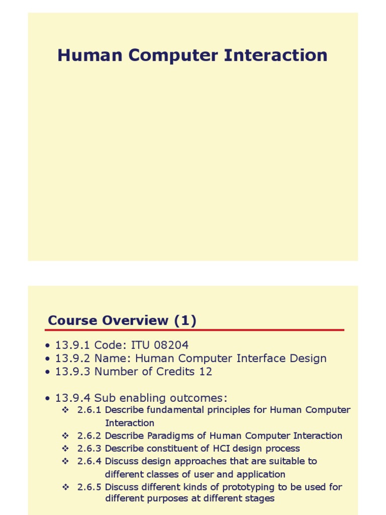 Lecture-1 - Introduction, Overview and History of HCI | PDF | Human–Computer Interaction | Usability