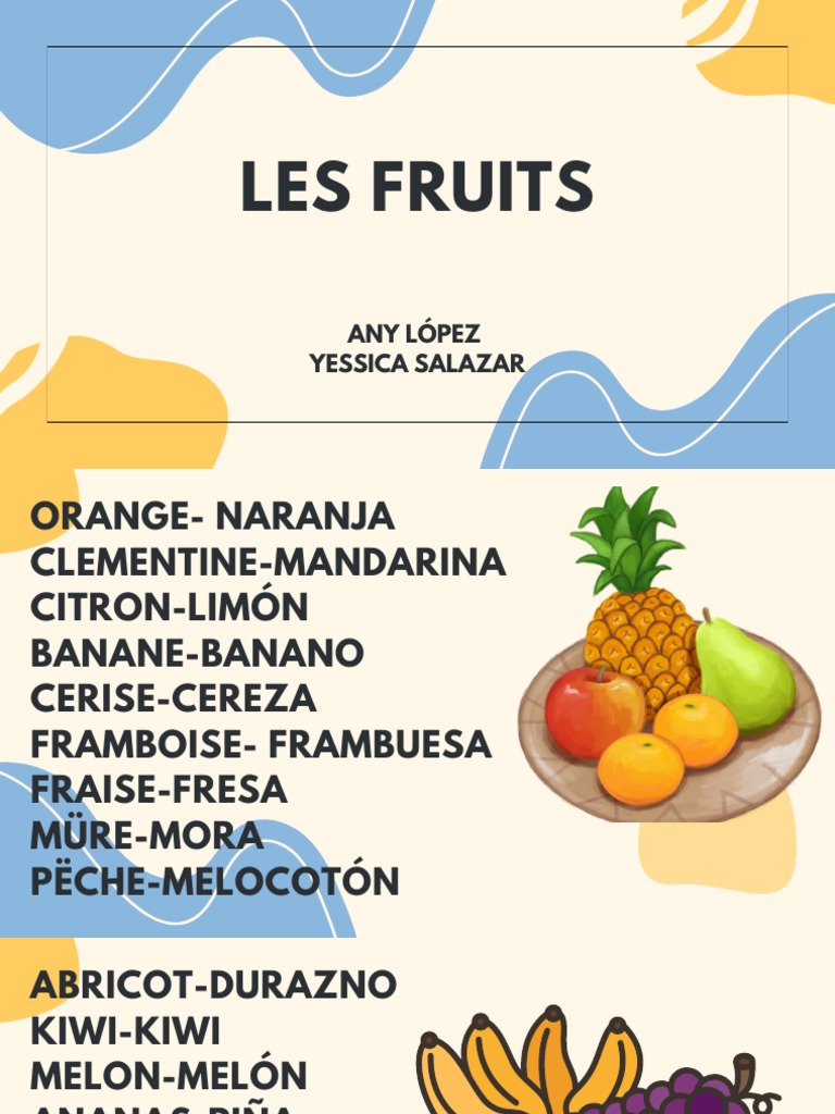 Una lista de frutas y verduras en francés y español | PDF