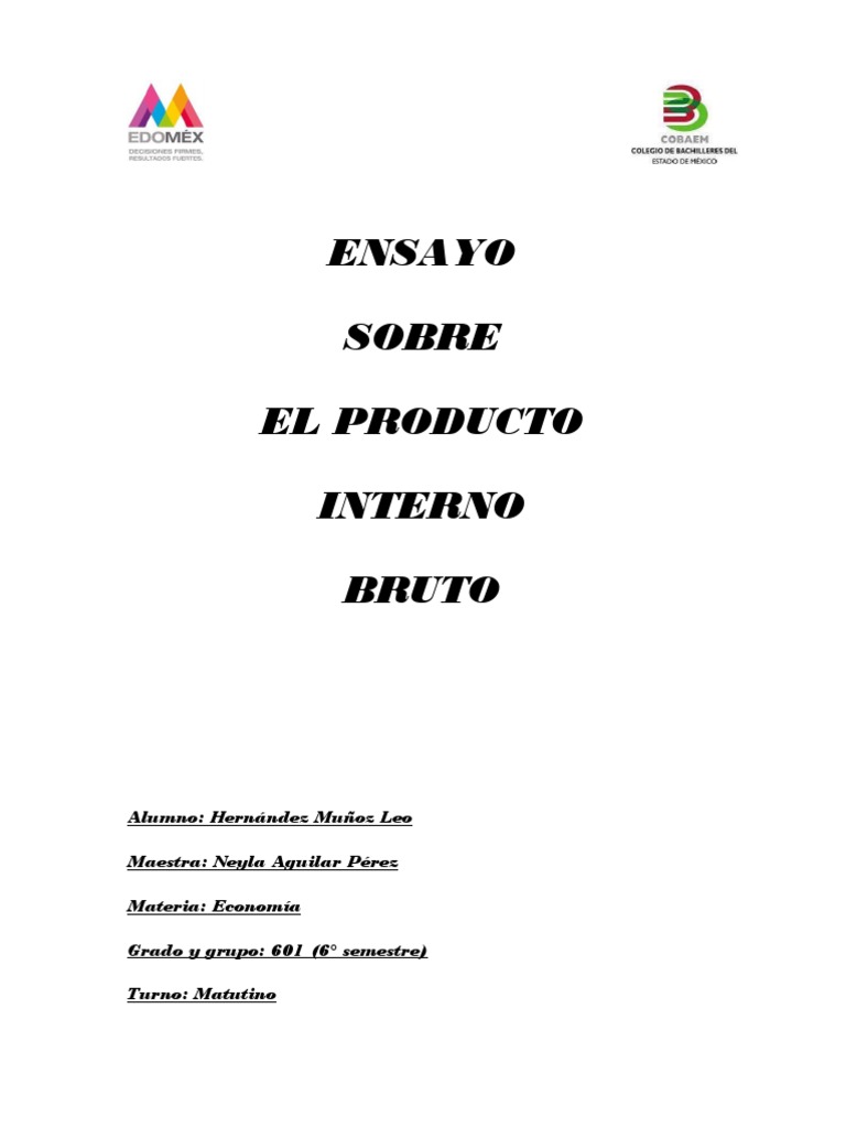Ensayo Del PIB PDF | PDF | Producto Interno Bruto | Bienestar