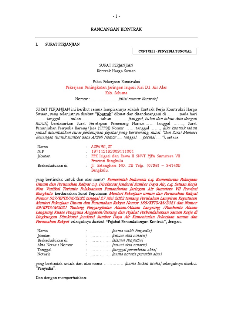 Rancangan Kontrak SSUK Dan SSKK | PDF