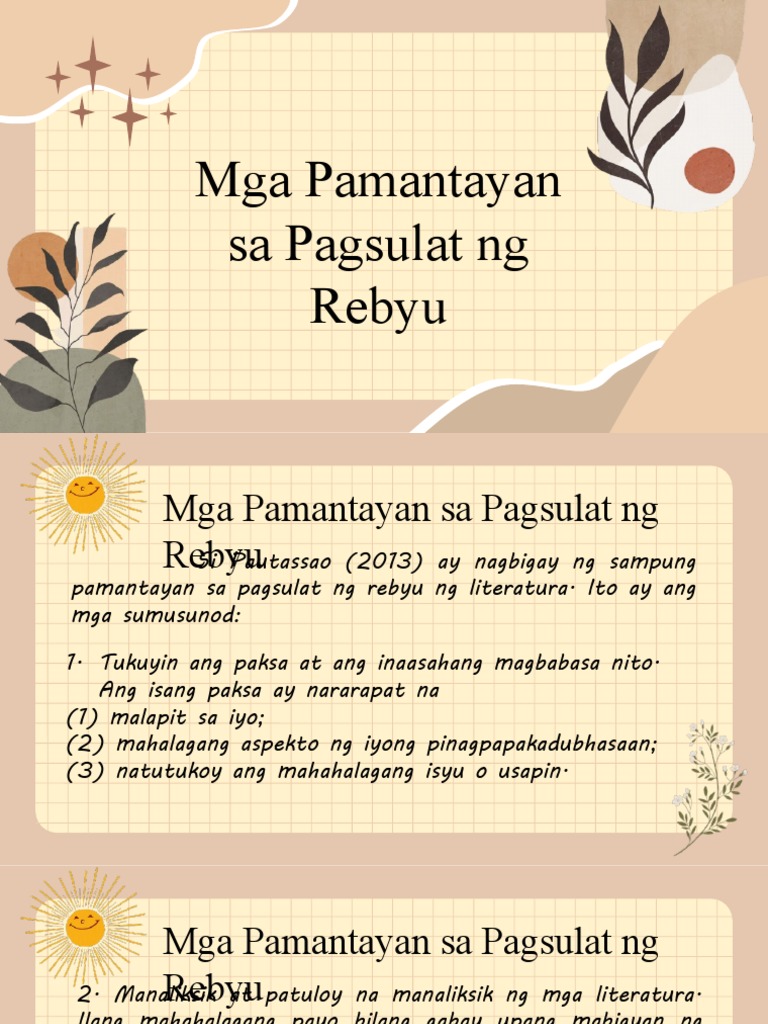 Mga Pamantayan Sa Pagsulat NG Rebyu | PDF
