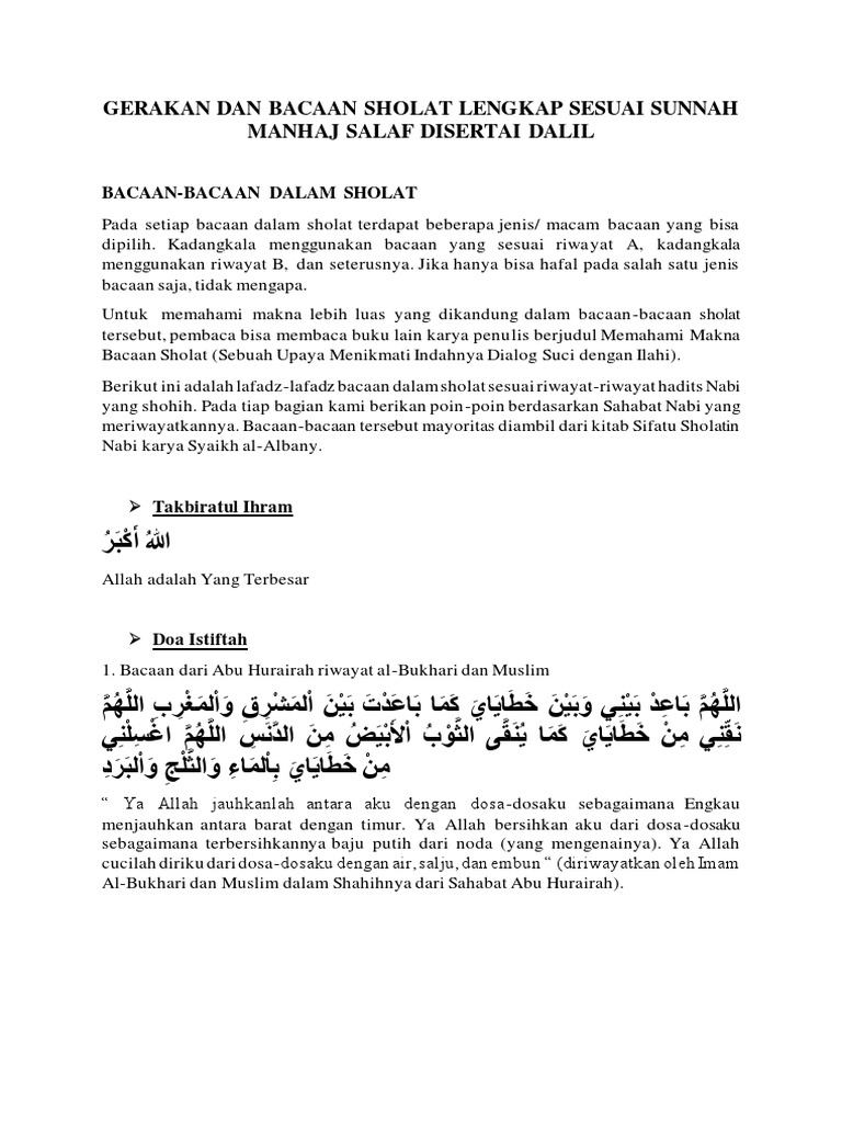 Gerakan Dan Bacaan Sholat Lengkap Sesuai Sunnah Manhaj Salaf Disertai ...
