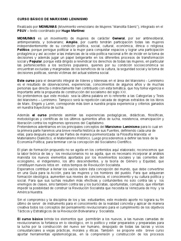 Curso Básico de Marxismo Leninismo | PDF | Karl Marx | marxismo