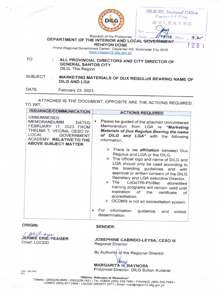 Merketing Materials On Dux Regulus Bearing Name of Dilg and Lga PDF | PDF