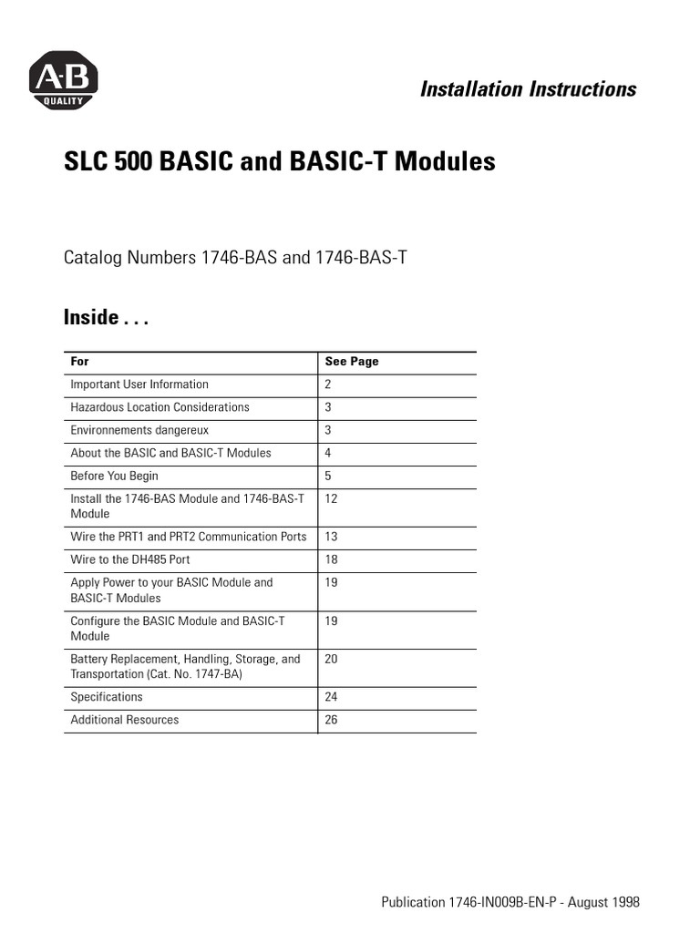 1746-BAS and 1746-BAS-T PDF | PDF | Electrical Engineering ...