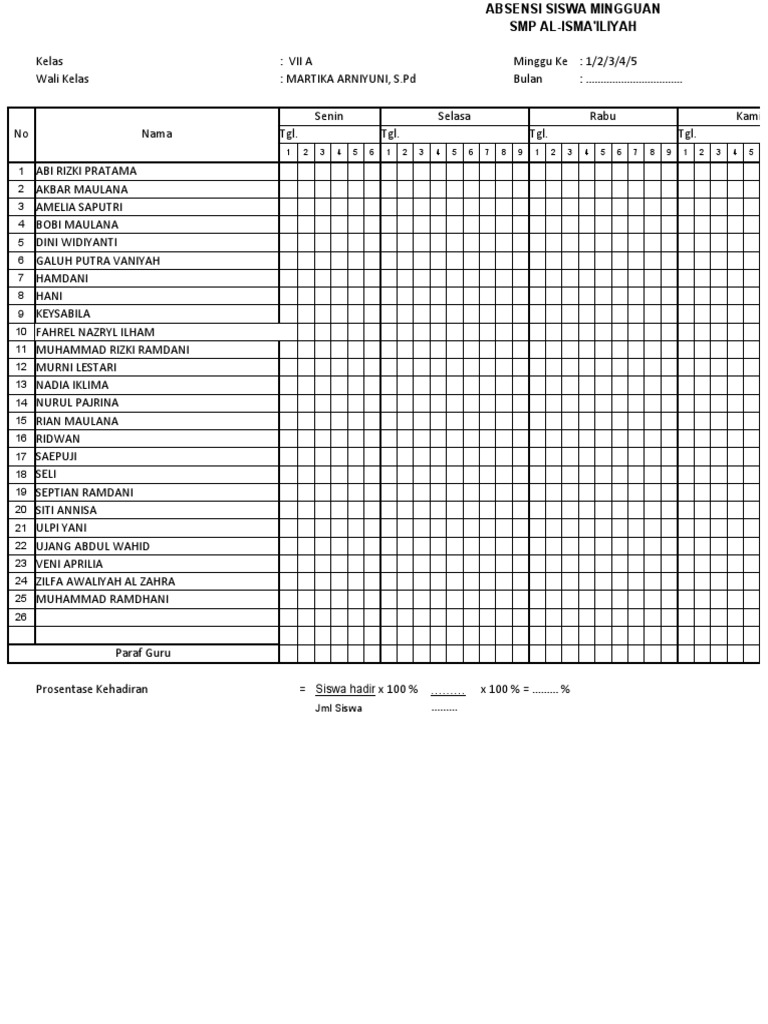 Absen Siswa 2223 | PDF