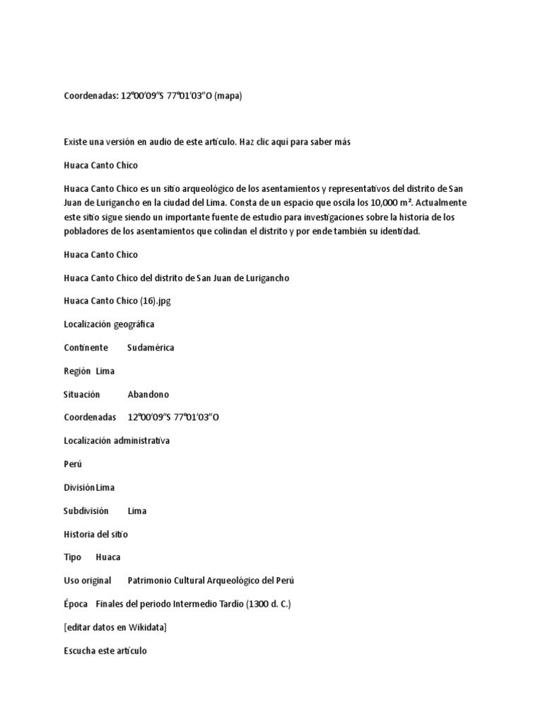 Huaca Canto Chico | PDF | Imperio Inca
