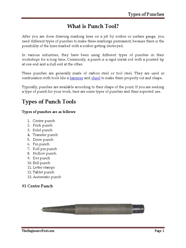 Types of Punches PDF | PDF