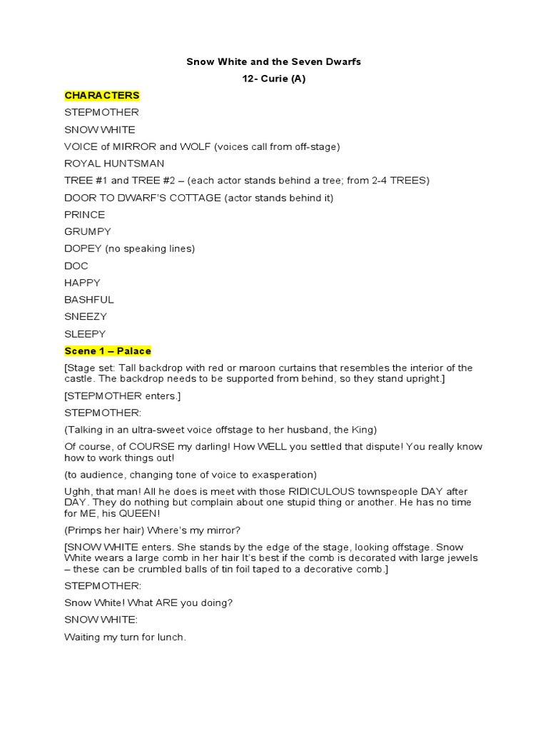 Final Snow White Script | PDF