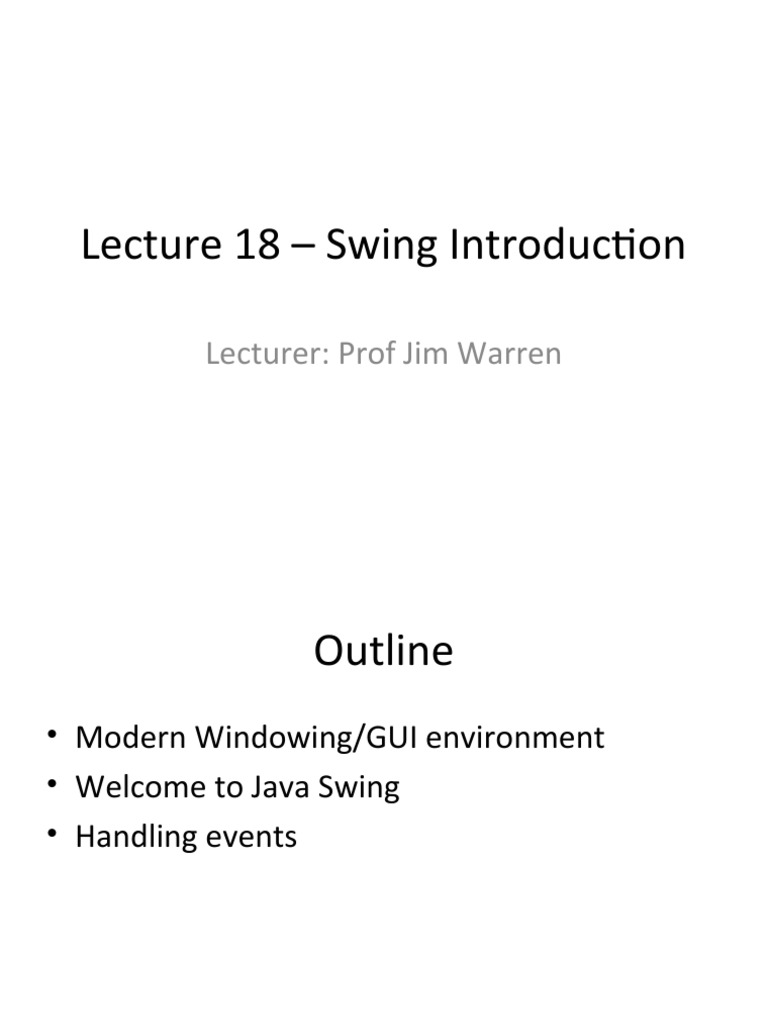Lecture 18 Swing Introduction Pdf