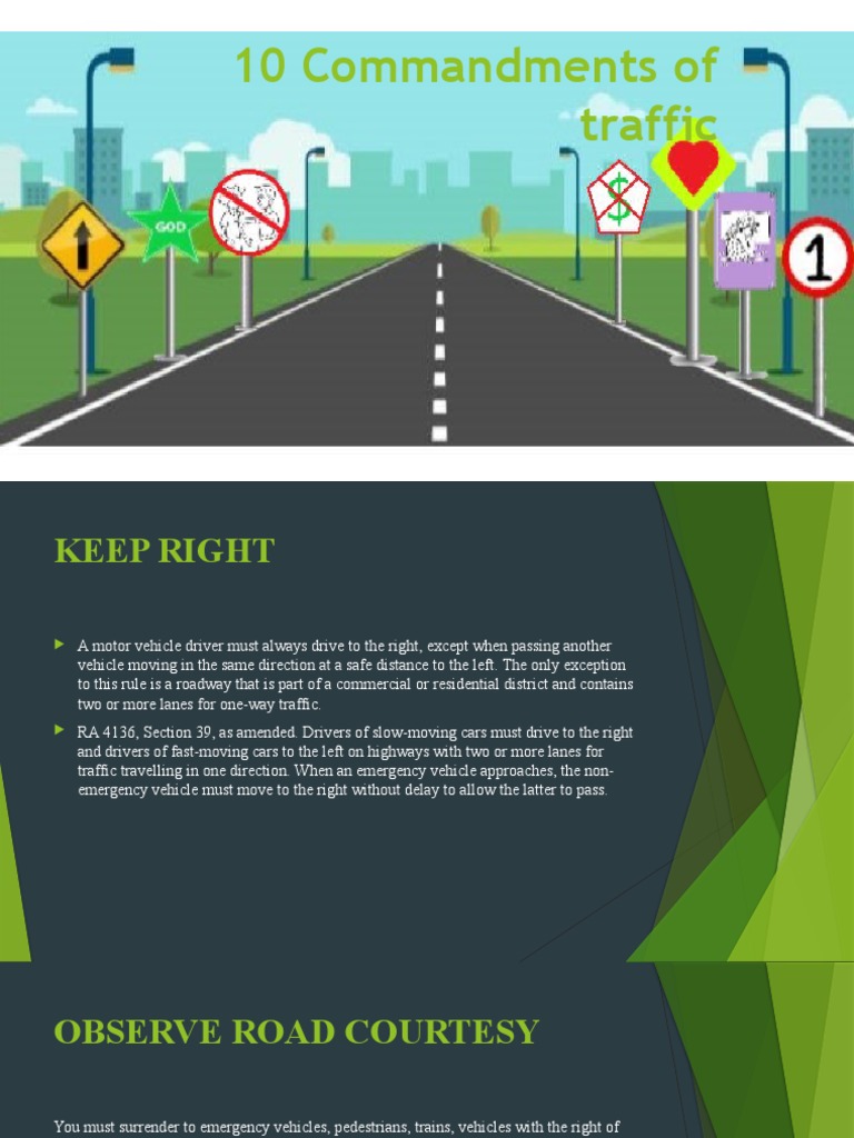 10 Commandments of Traffic Safety | PDF | Traffic | Vehicles