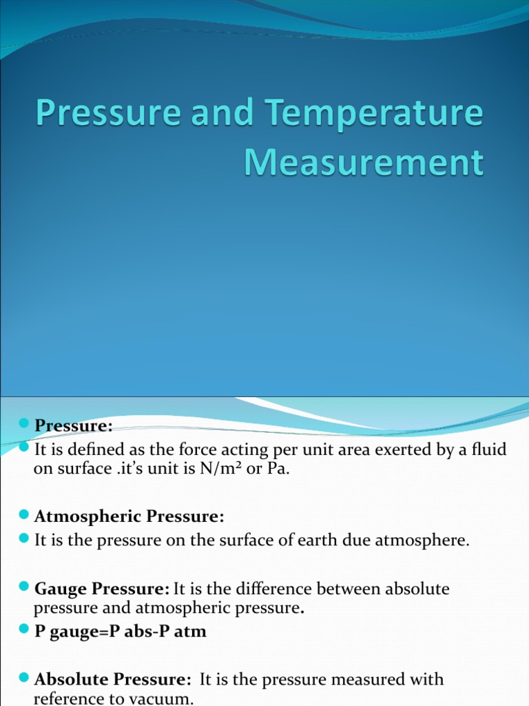 Pressure and Tempreture Measurement | PDF