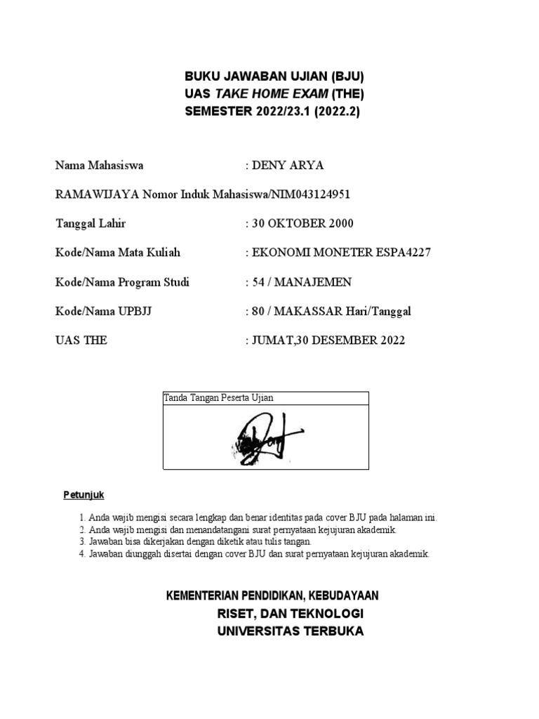The Uas Ekonomi Moneter Espa4227 | PDF | Bisnis | Ilmu Sosial