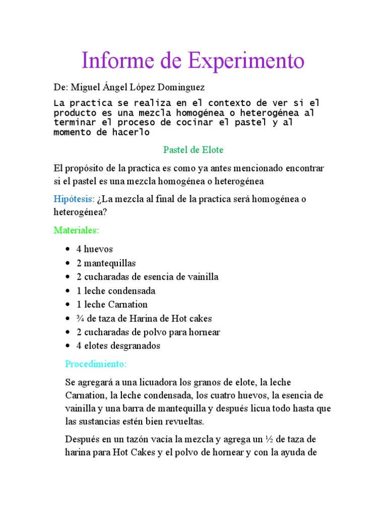 Informe de Experimento | PDF